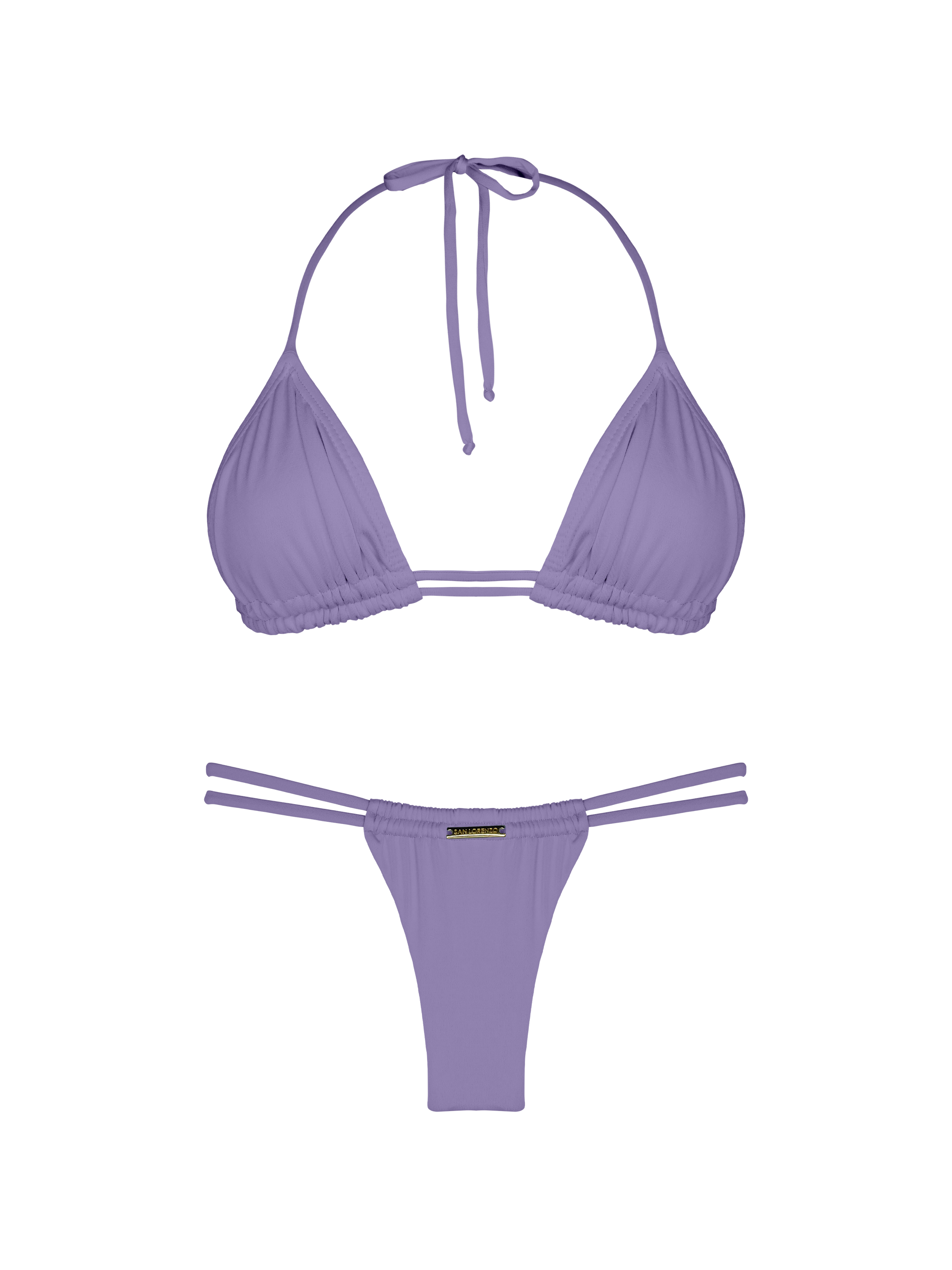 Essential Solids Gray Violet Double Loop String Bikini Bottom