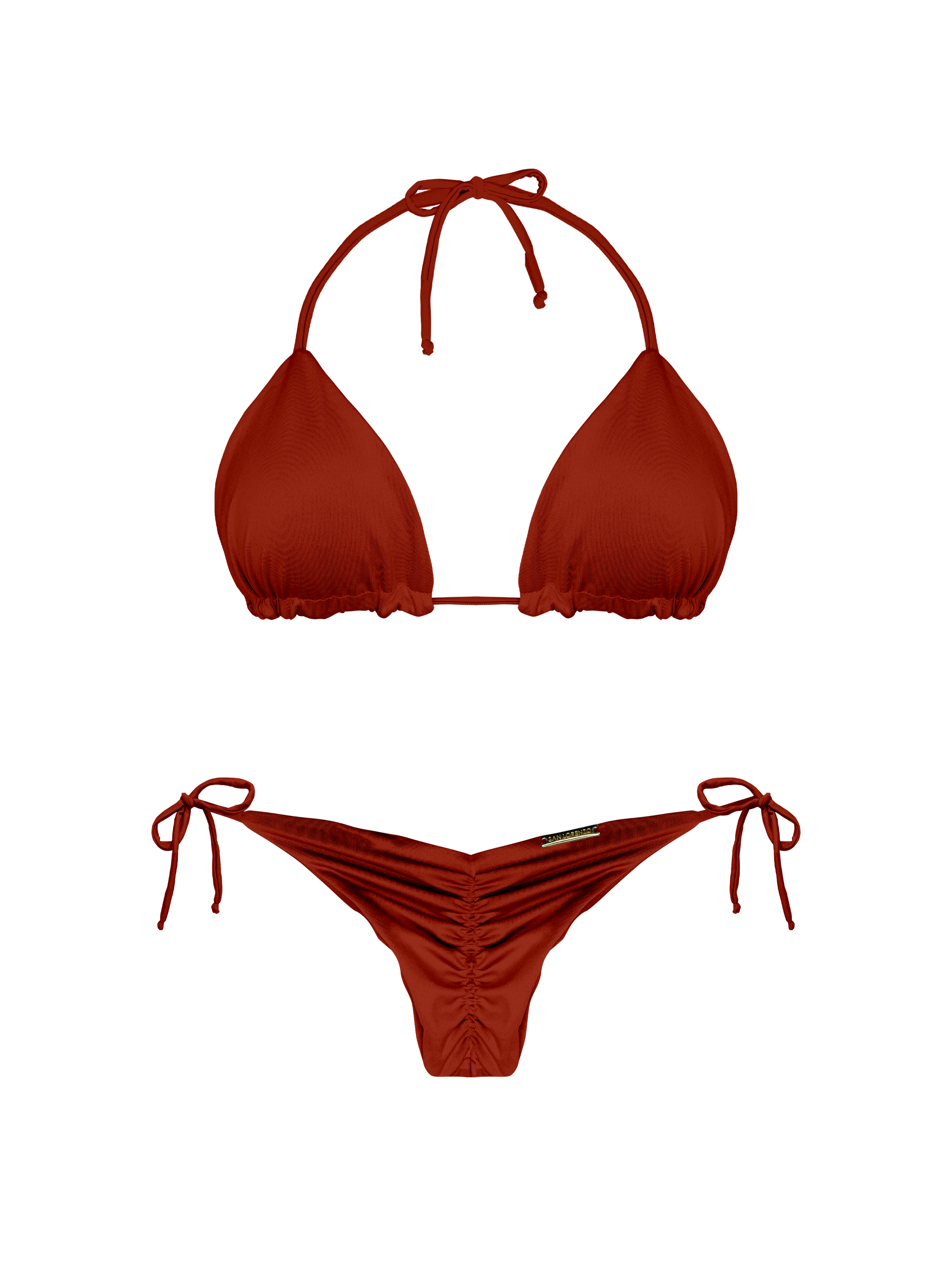 Essential Solids Cocoa Bean Rounded Triangle Bikini Top