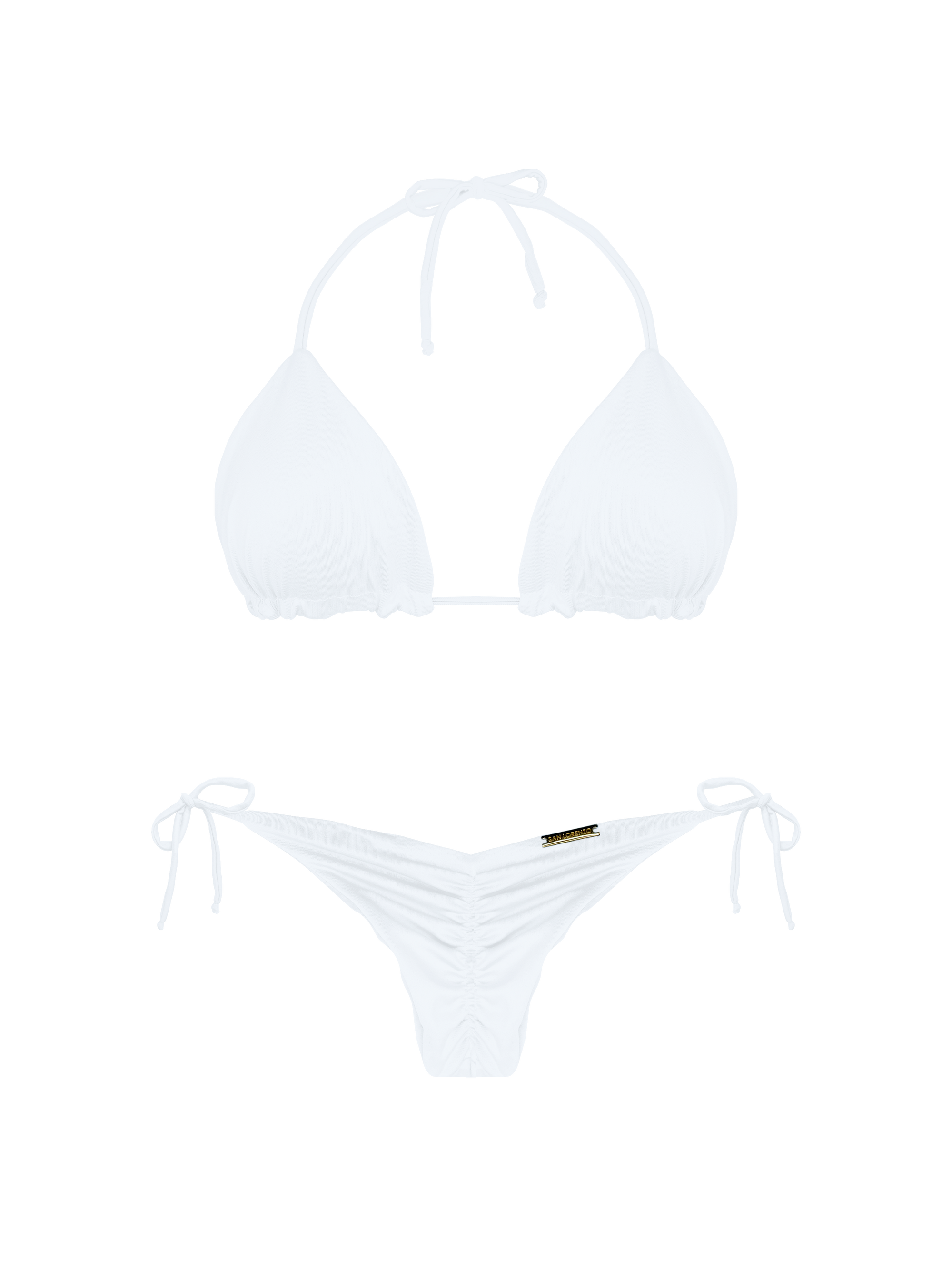 Essential Solids White Pearl Rounded Triangle Bikini Top