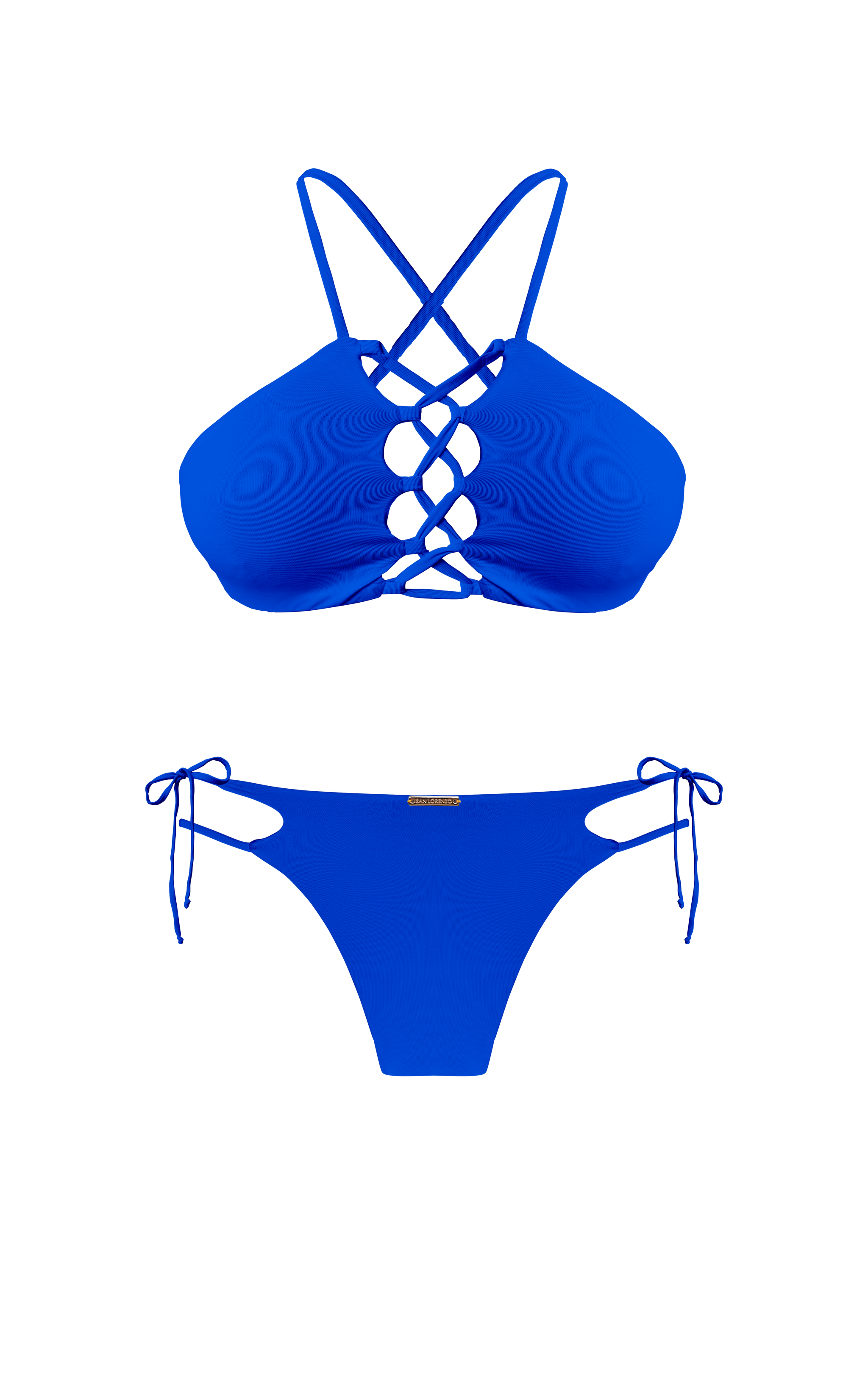 Island Palms Sapphire High Neck String Bikini Top – San Lorenzo Bikinis
